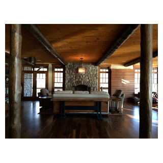 Rustic Adirondack Style Lake House - Rustic - Living Room - New York ...