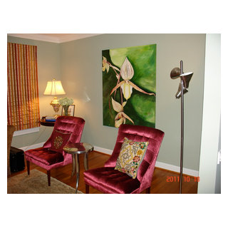 Sad slipper chairs come alive with new raspberry velvet - Eclectic ...