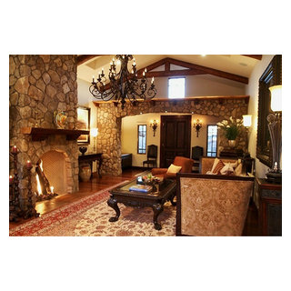 Sedona Custom Home European meets Southwest Lodge Living room & entry ...
