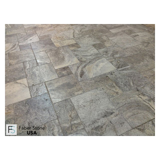 Silver French Pattern Brushed and Chiseled Travertine Tile - Moderne ...