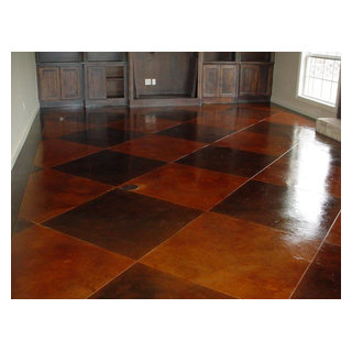 Stained concrete scored pattern - Traditional - Living Room - Oklahoma ...