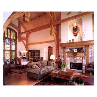 Stained Glass Window with Timber Frame - Eclectic - Living Room - Other ...