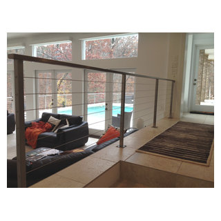 Stainless Steel Cable Railing - Rectangle Tube Top with Square Posts ...