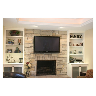 Stone Fireplaces with TVs - Traditional - Living Room - Chicago - by HX ...