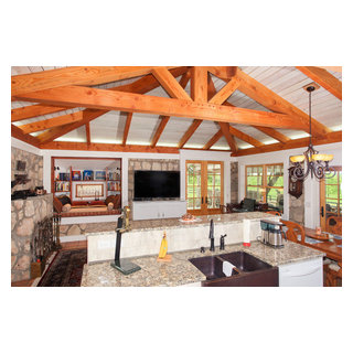 Stone House - Rustic - Living Room - Austin - by Texas Timber Frames ...