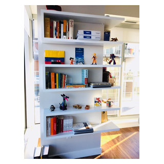 The After - wrap around floating shelves - Modern - Living Room - Other ...