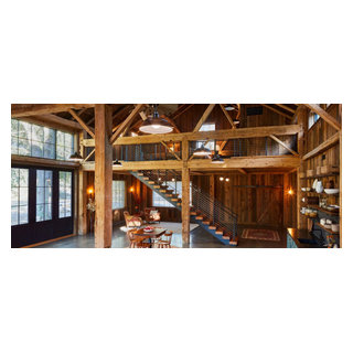 Timber Frame Barn Home - Rustic - Living Room - Boston - by Kent Hicks ...