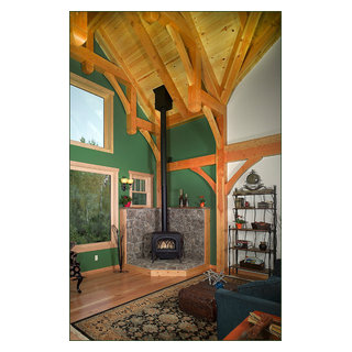 Timber Frame Living Room with Fireplace - Living Room - Other - by ...