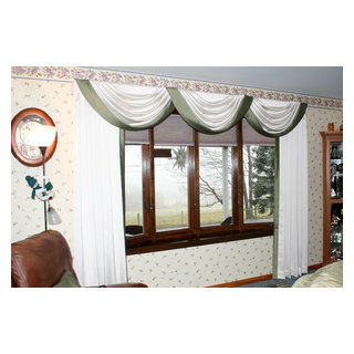 Traditional Swags with drapes - Traditional - Living Room ...