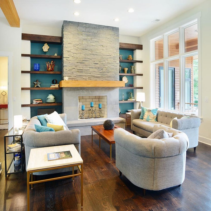 75 Beautiful Living Room Feature Wall Ideas and Designs - August 2022 ...