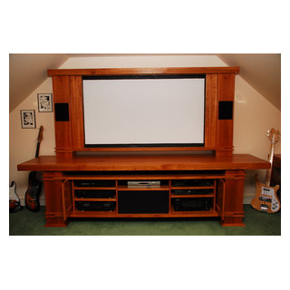 TV and Media Wall Units - Free Standing Wooden TV Unit with Projector ...