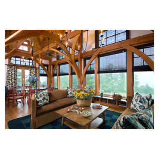 Vermont Timber Frame Residence - Traditional - Living Room - Chicago ...