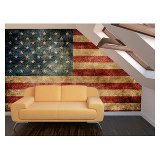 Vintage American Flag Wall Mural - Rustic - Living Room - Other - by ...