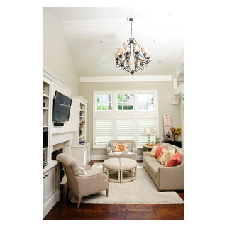 White Plantation Shutter Install - Transitional - Living Room - Salt ...