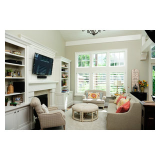 White Plantation Shutter Install - Transitional - Living Room - Salt ...