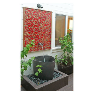 Atrium with tiled wall fountain - Contemporary - Patio - San Francisco ...