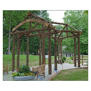 Bark-on A-Frame Rustic Pergola - Rustic - Patio - Boston - by Walpole ...