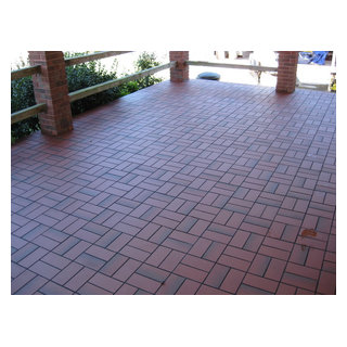 Basketweave with Quarry Tile over Concrete Patio - Traditional - Patio ...
