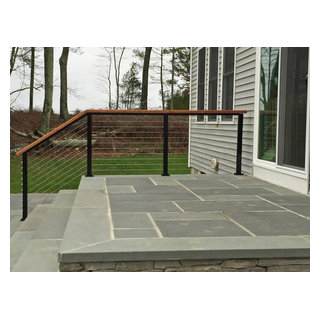 Black Aluminum Posts and Top Rail Support for Steps to Backyard in ...