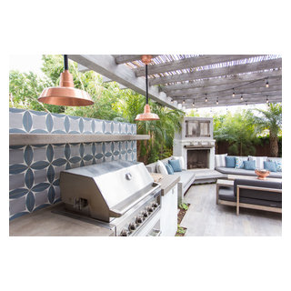 Blue & Grey Patio and Outdoor Living Area - Transitional - Patio - Los ...