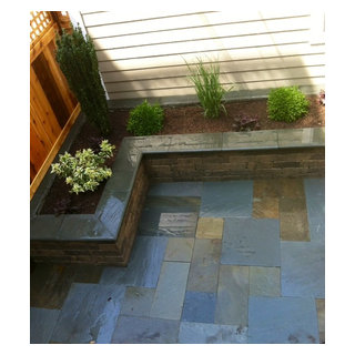 Bluestone Patio & Seat Wall - Contemporain - Terrasse et Patio ...