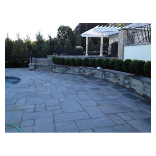 Bluestone Patio with Snapped Bluestone seating wall and stairs ...