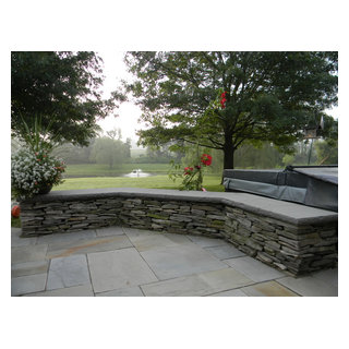 Colonial Stone Wall with Bluestone Caps - Traditional - Patio - Other ...
