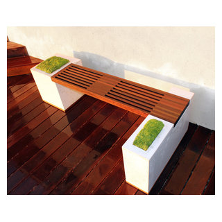 Concrete and Ipe Bench - Modern - Patio - Los Angeles | Houzz