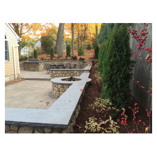 Courtyard from a non-usable sloping back yard - Transitional - Patio ...