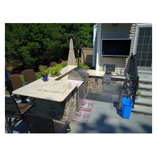 Cresskill Pool, Spa & Outdoor Kitchen - Mediterranean - Patio - New ...
