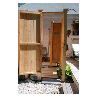 Deluxe Outdoor Shower with hanging plant add-on - Beach Style - Patio ...