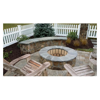 Fire Pit and Sitting Wall - Craftsman - Patio - New York - by DRS Lawn ...