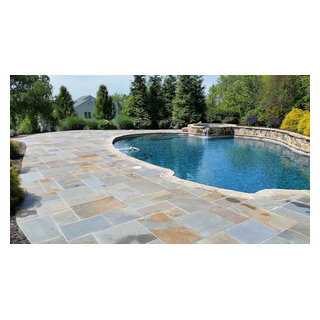 Flagstone pool deck - Farmhouse - Pool - Philadelphia - by KM Gardens ...