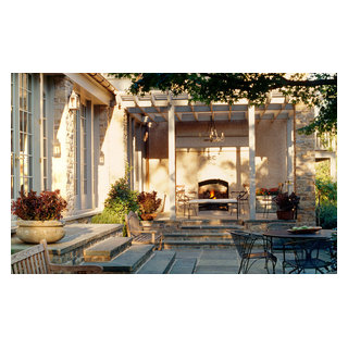 French Country Terrace & Pergola with outside Fireplace - Traditional ...