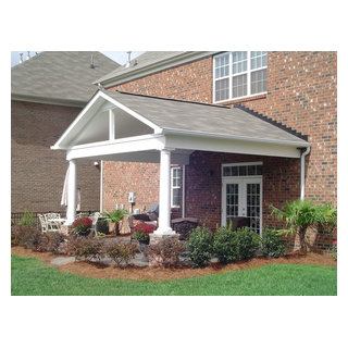 Gable roof over a stamped concrete patio. - Patio - Charlotte - von ...