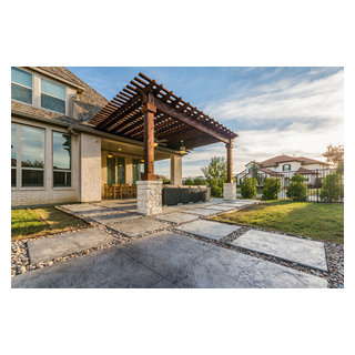Gap Concrete, Outdoor Kitchen and Pergola - Transitional - Patio ...