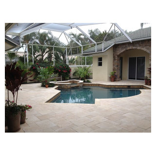 Hardscape/Stacked Stone Walls/Pool Deck/Spa - Tropical - Patio - Miami ...