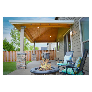 Hipped Patio Cover With Fire Pit - Patio - Portland - by TnT Builders ...