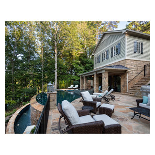 Infinity Edge Pool with Knife Edge Spa and Pool House - Traditional ...