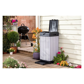 Keter Rockford Duotech Outdoor Plastic Resin Trash Can, Grey ...
