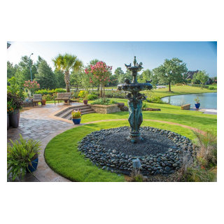 Lakeside Terraced Backyard - Traditional - Landscape - Houston - by ...