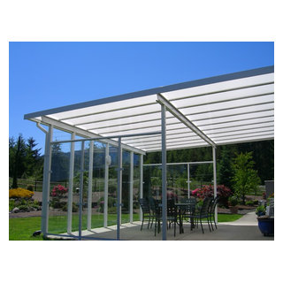Large Shed Style Patio Cover w/ Glass Wind Walls on the Farm ...