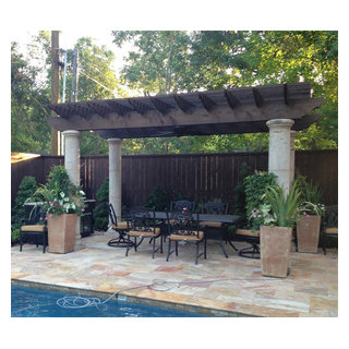 Natural Stone Cantera Columns - Mediterranean - Patio - Houston - by R ...
