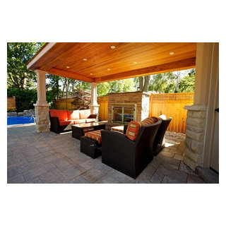 Natural Stone Outdoor Kitchen and Mega Trafalgar Pavers - Traditional ...