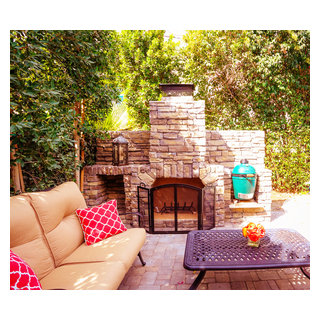 Outdoor brick fireplace - Rustic - Patio - Los Angeles - by Built To ...