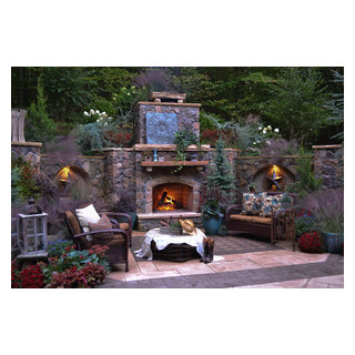 Outdoor Fireplace - Rustic - Patio - DC Metro - by Mary Kirk Menefee ...