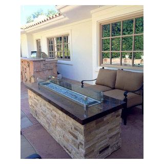 Outdoor Linear Fire Table – Custom with Stack Stone - Mediterranean ...