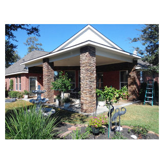 Outdoor Patio Cover Masonry Columns - Craftsman - Patio - Houston - by ...