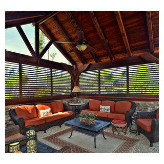 Outdoor Pavillion with Weatherwell Elite Aluminum Shutters ...