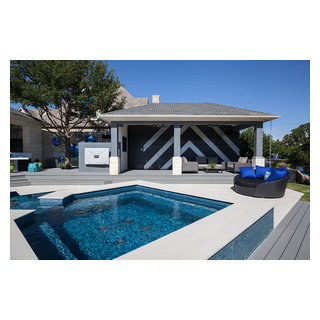 Outdoor Pool and Entertainment Area - Contemporary - Patio - Dallas ...